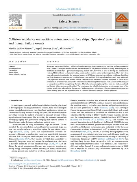 Pdf Collision Avoidance On Maritime Autonomous Surface Ships
