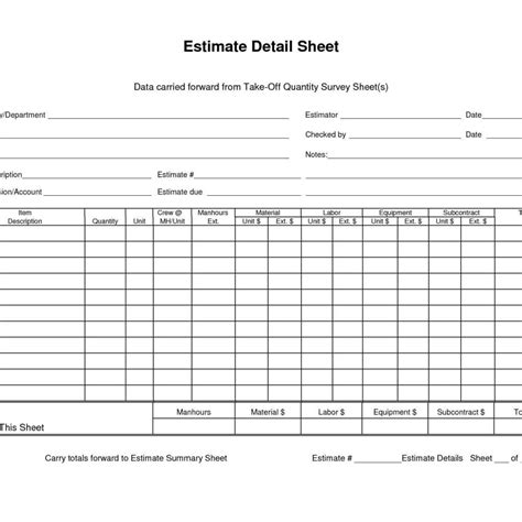 Quantity Takeoff Spreadsheet Spreadsheet Downloa Construction Quantity