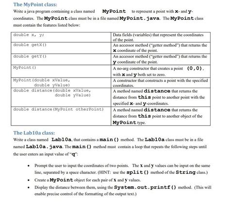 Solved The Mypoint Class Write A Java Program Containing A Class