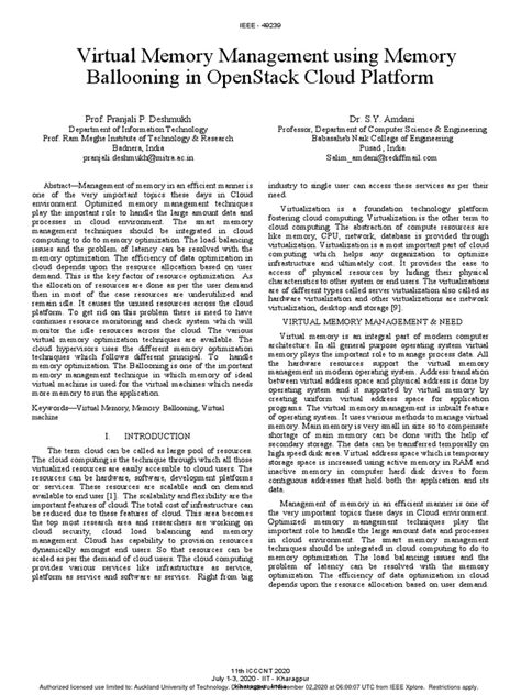 Virtual Memory Management Using Memory Ballooning Pdf Computer Data