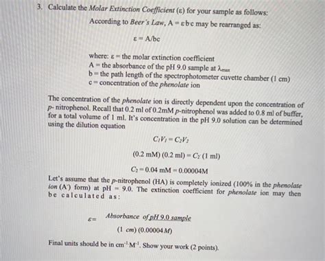 3 Calculate The Molar Extinction Coefficient ε For