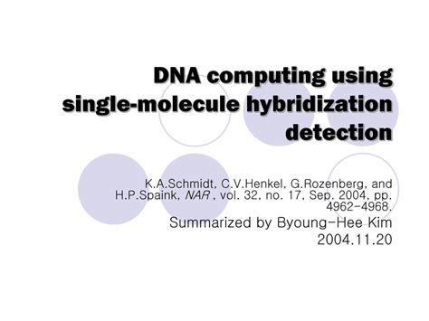 Ppt Dna Computing Using Single Molecule Hybridization Detection