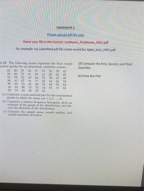 solved a construct a stem and leaf plot for the