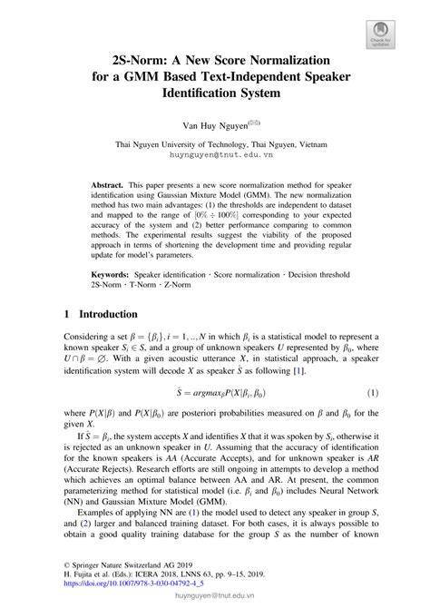 Pdf 2s Norm A New Score Normalization For A Gmm Based Text