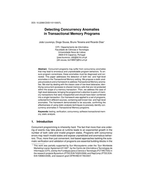 Pdf Detecting Concurrency Anomalies In Transactional Memory Programs