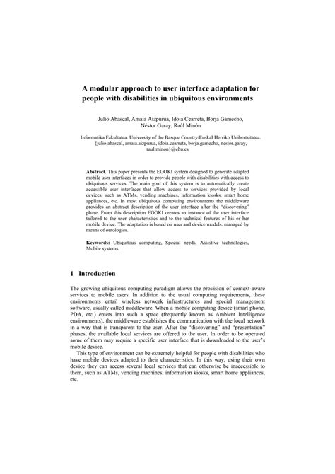 Pdf A Modular Approach To User Interface Adaptation For People With Disabilities In Ubiquitous
