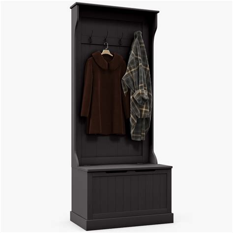 Homcom Hall Tree With Coat Rack Storage And Sitting Bench Black
