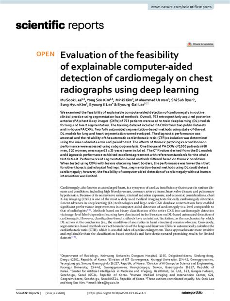 Pdf Evaluation Of The Feasibility Of Explainable Computer Aided Detection Of Cardiomegaly On