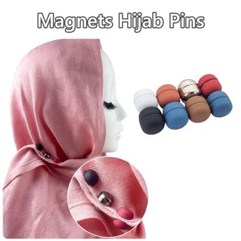 4 Pairs New Magnets Hijab Pins No Snag Metal Pinless Scarf Pins