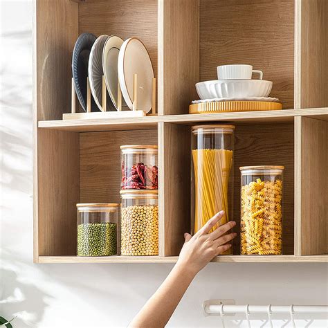 Comsaf Airtight Glass Storage Jars With Bamboo Lids 74 Oz Set Of 3