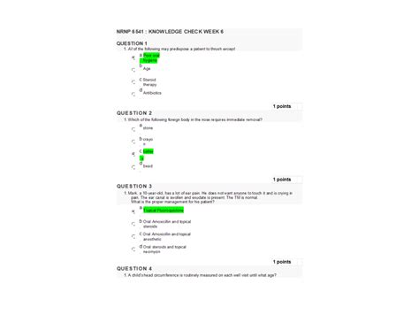 NRNP Week Quiz Knowledge Check Correct Course Resources