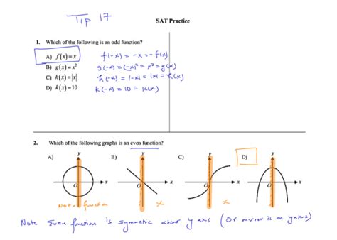 tip 17 sat math even and odd functions sumant s 1 page of math
