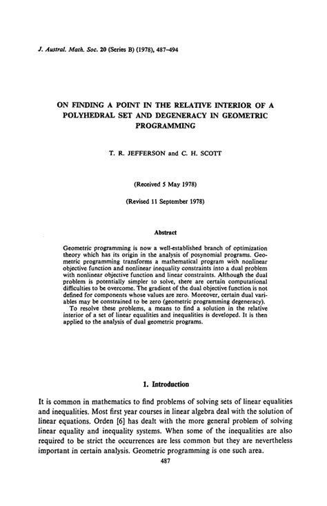Pdf On Finding A Point In The Relative Interior Of A Polyhedral Set And Degeneracy In