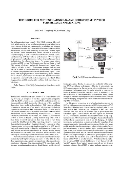Pdf Technique For Authenticating H264svc Streams In Surveillance