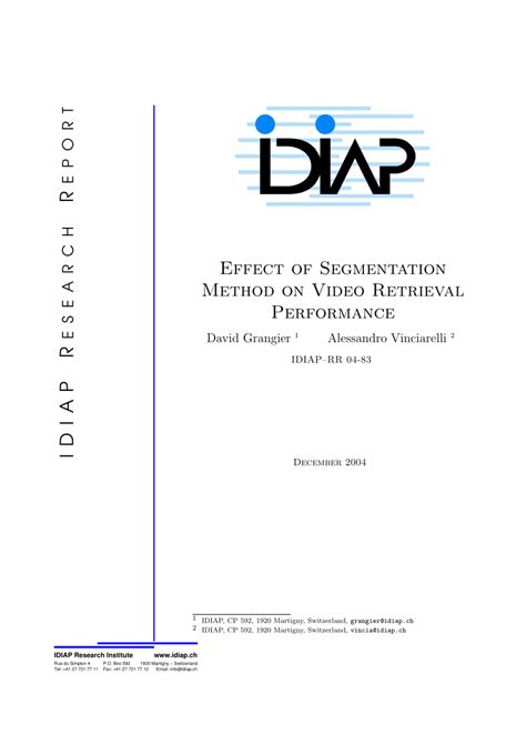 Pdf Effect Of Segmentation Method On Video Retrieval Performance