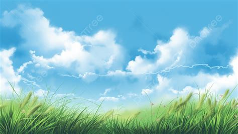 잔디 푸른 하늘 자연 배경 그림 풀밭 잔디밭 잔디 배경 일러스트 및 사진 무료 다운로드 Pngtree