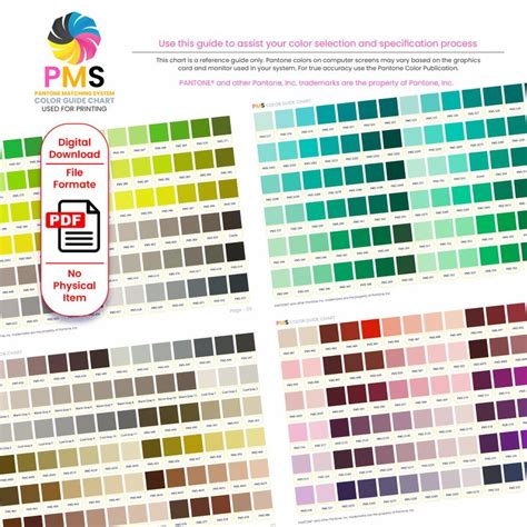 Pantone Color Guide Chart Pms Color Matching System Printable Pdf Etsy