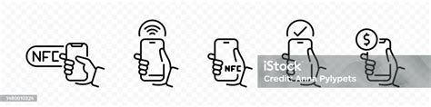 Nfc Technology Contactless Payment Icons Near Field Communication Nfc Icons Stock Illustration