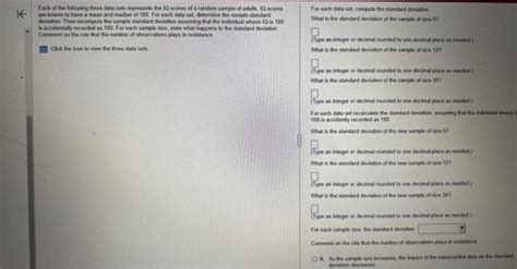 Each Of The Following Three Data Sets Represents The