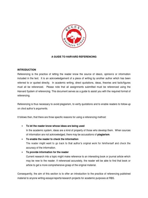 A Comprehensive Guide To Referencing Using The Harvard System Pdf