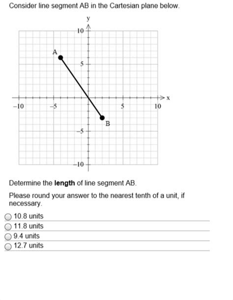 Solved Consider Line Segment Ab In The Cartesian Plane Below Determine The Length Of Line