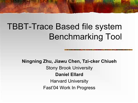 pdf tbbt trace based file system benchmarking tool · tbbt trace based