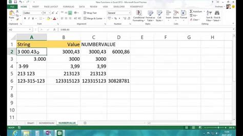 Excel 2013 Numbervalue Neue Funktion Youtube