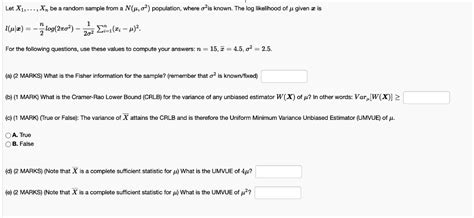 Solved Let X1 Xn be a random sample from a N μ σ2 Chegg com