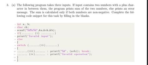 solved 3 a the following program takes three inputs if