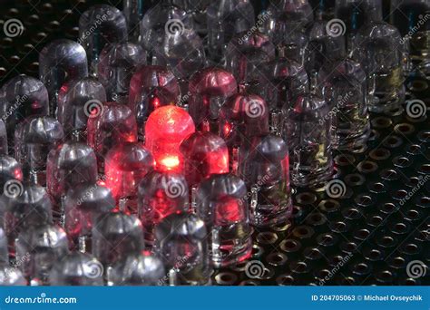 Low Power Semiconductor Red LEDs In Transparent Plastic Housing Demonstration Of The Classic