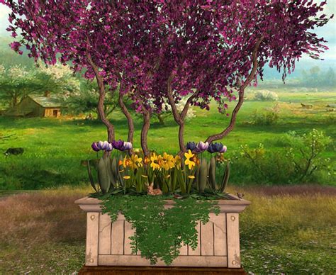 Second Life Marketplace Cj Spring Bougainvillea Tree Planter With Bunny