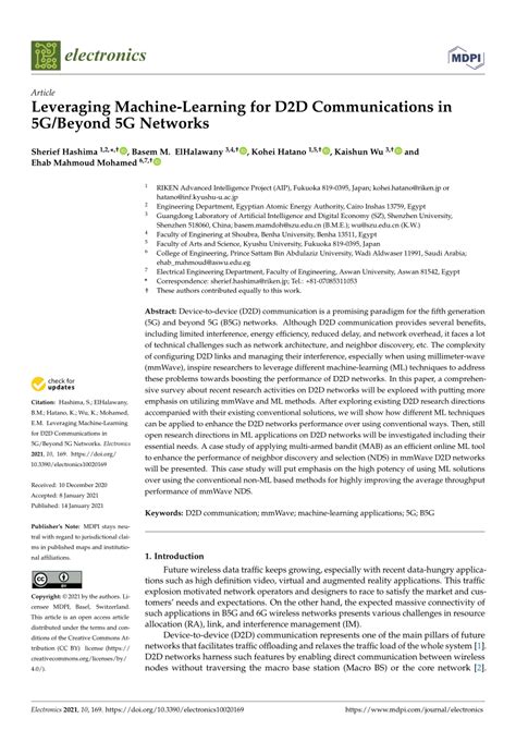 Pdf Leveraging Machine Learning For D2d Communications In 5gbeyond