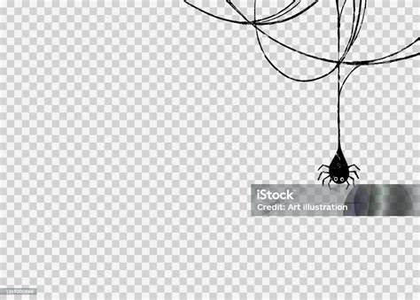 거미줄에서 매달려 거미는 Png 또는 투명 한 질감 할로윈 파티 배경 텍스트에 대 한 빈 공간 포스터에 대 한 요소 템플릿