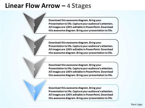 Linear Flow Arrow 4 Stages 80 Presentation PowerPoint Diagrams PPT Sample Presentations