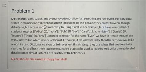 Solved Problem 1 Dictionaries Lists Tuples And Even