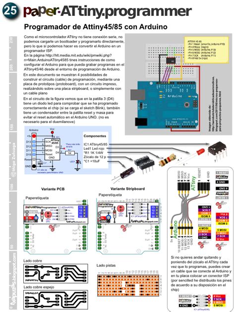 Paperattinyprogrammer Un Programador Para Attiny Usando Un Arduino Como Isp Proyectos De