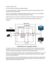 Computer Systems CS 1104 Unit 5 Docx Computer Systems CS 1104 First