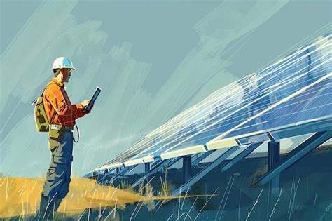 Premium Photo Engineer Monitoring Solar Panels With Tablet At Solar Site