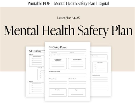 Mental Health Safety Plan Printable Digital Self Care Planner Safety Plan Template Mental