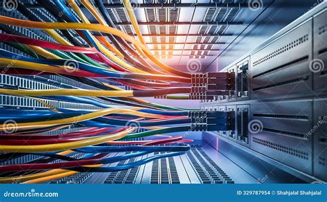 High Speed Connectivity Ethernet Cables Linked To An Internet Switch In A Modern Data Center