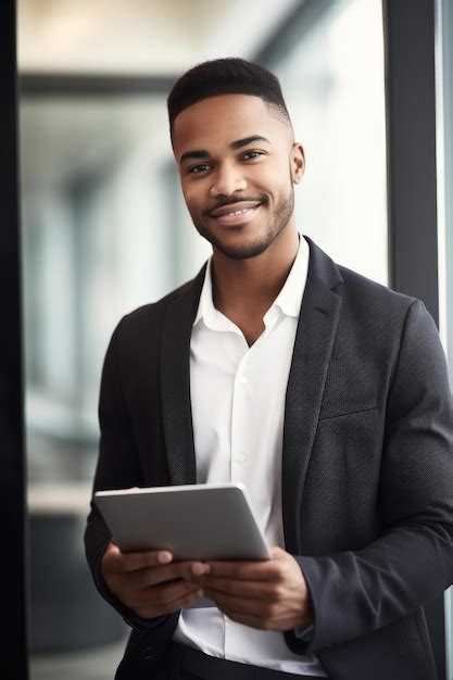 Premium Ai Image Shot Of A Confident Young Man Using A Digital Tablet In His Office Created