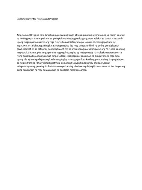 Closing Prayer For Nlc Pdf