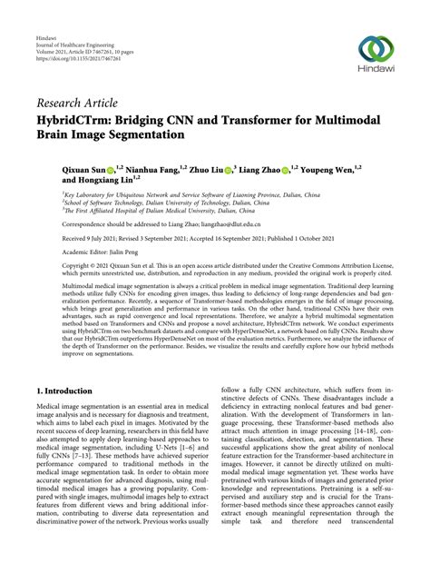 PDF HybridCTrm Bridging CNN And Transformer For Multimodal Brain Image Segmentation
