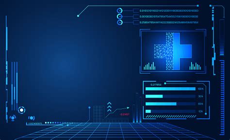 추상화의 디지털 데이터 차트 통신 컴퓨팅 및 원형 활력 혁신 기술 Ui 미래형 컨셉 Hud 인터페이스 홀로그램 요소에 안녕 기술 미래 디자인 배경 개념에 대한 스톡 벡터
