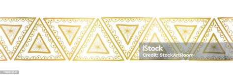 금 호 일 삼각형 원활한 벡터 테두리 보헤미안 스타일의 무늬 가그려진 부족 민족 모티브 기하학적 반복 배경입니다 우아한 배너