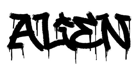 외계인 단어 검은 낙서 에어 브러시 스프레이 페인트 타이포그래피 거리 예술에 대한 스톡 벡터 아트 및 기타 이미지 거리 예술