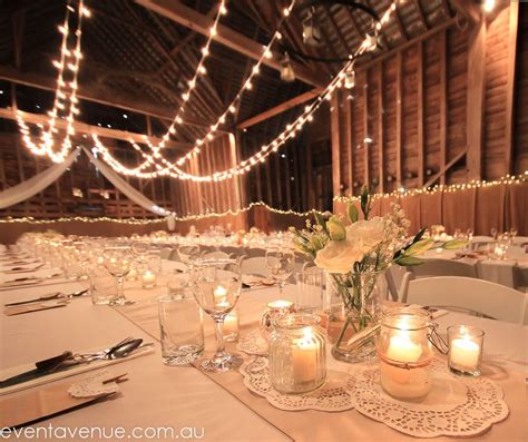 Rustic Barn Vintage Wedding Styling With Hanging Festoon Lights At