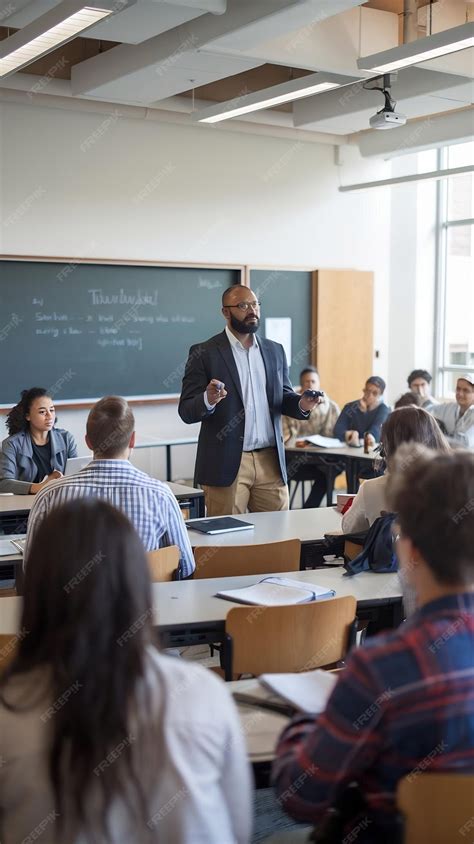 Camera Facing Class College Professor Gives A Lecture To A Classroom