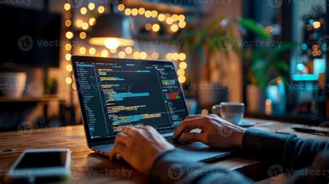 Ai Generated Hand Programmer Working On Labtop Computer In Data Center Systemai Generative