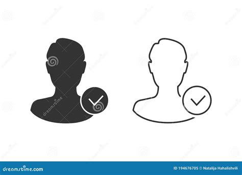 User With Tick Checkmark Gray Icon Human Verification Authentication Symbol Vector